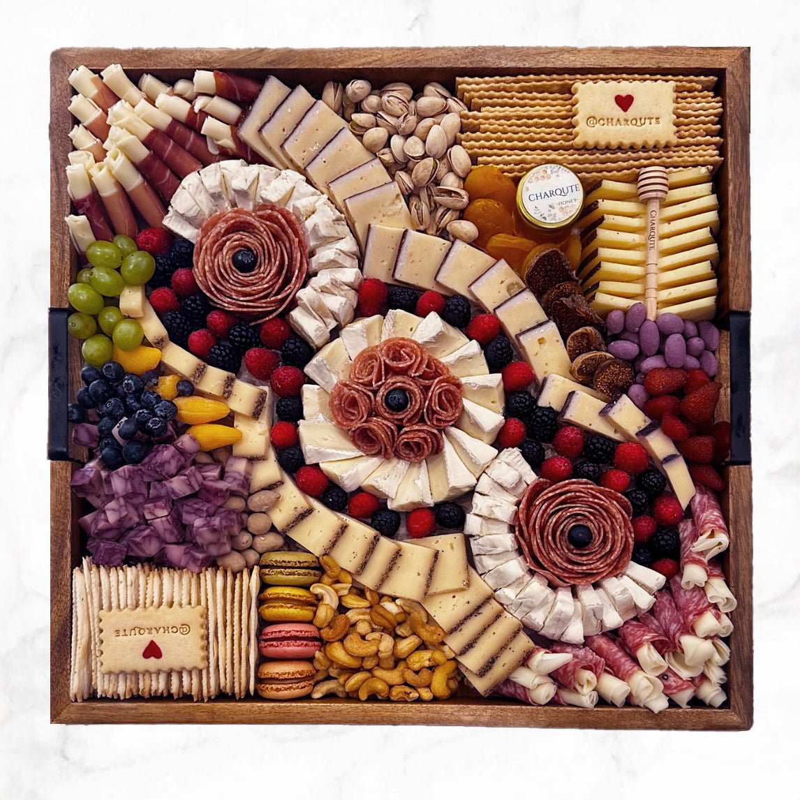 Large Square Lazy Susan Charcuterie Board – Charqute